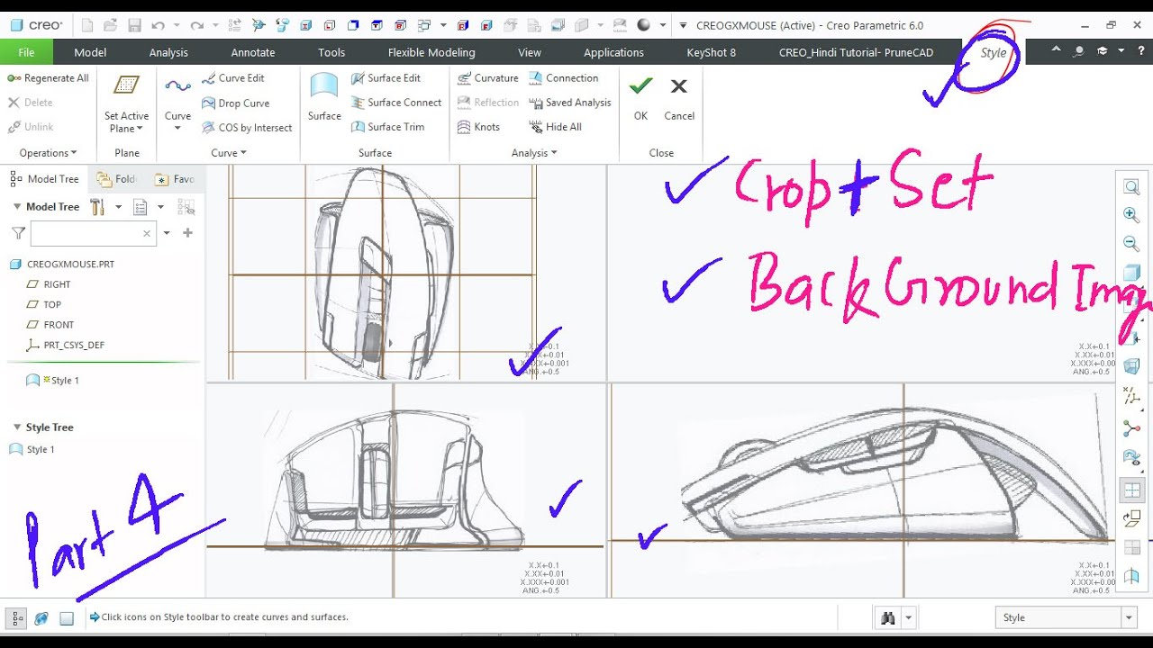 3d mouse design in creo style surface design || part 4 how to add ...