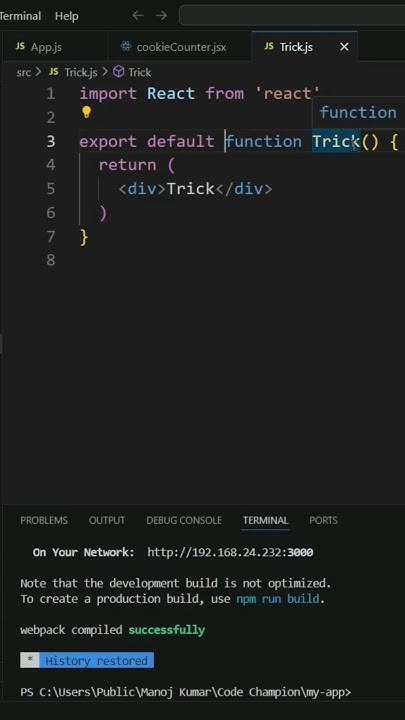 Functional components in react js | Quick Tip to create functional components in react js # ...