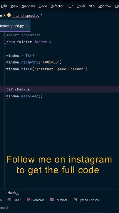 Create a GUI based application to check your internet connection speed using python Tkinter # ...