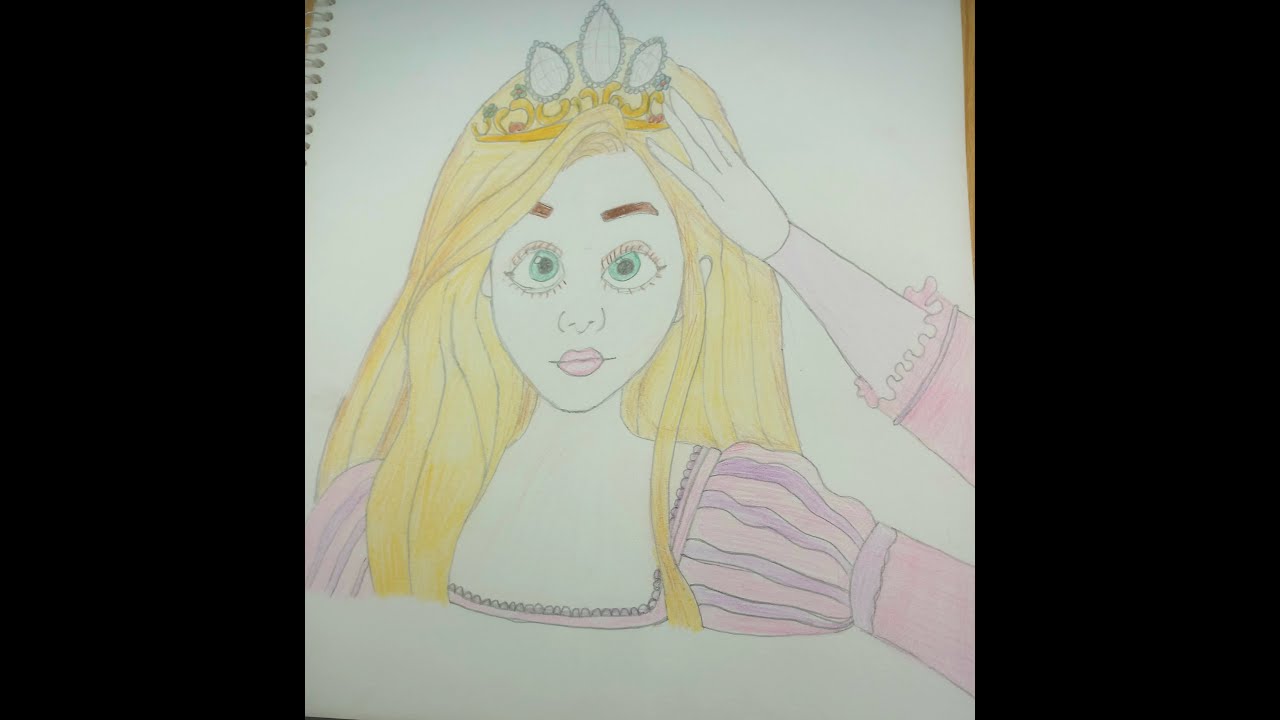 How to draw a Rapunzel wearing her crown Step by step - YouTube