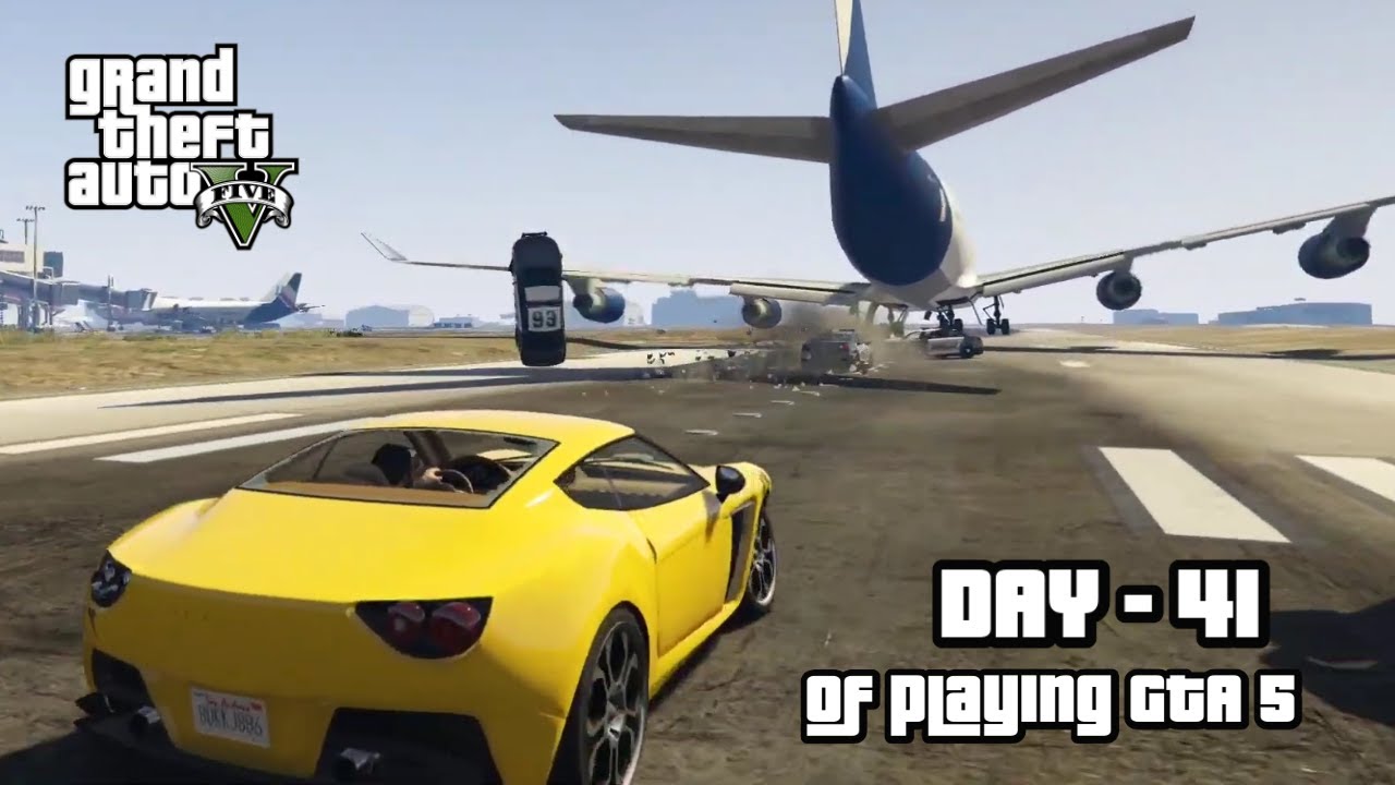 Day 41 of playing GTA 5 - Story Mode | The Car Chase on the Runway ...