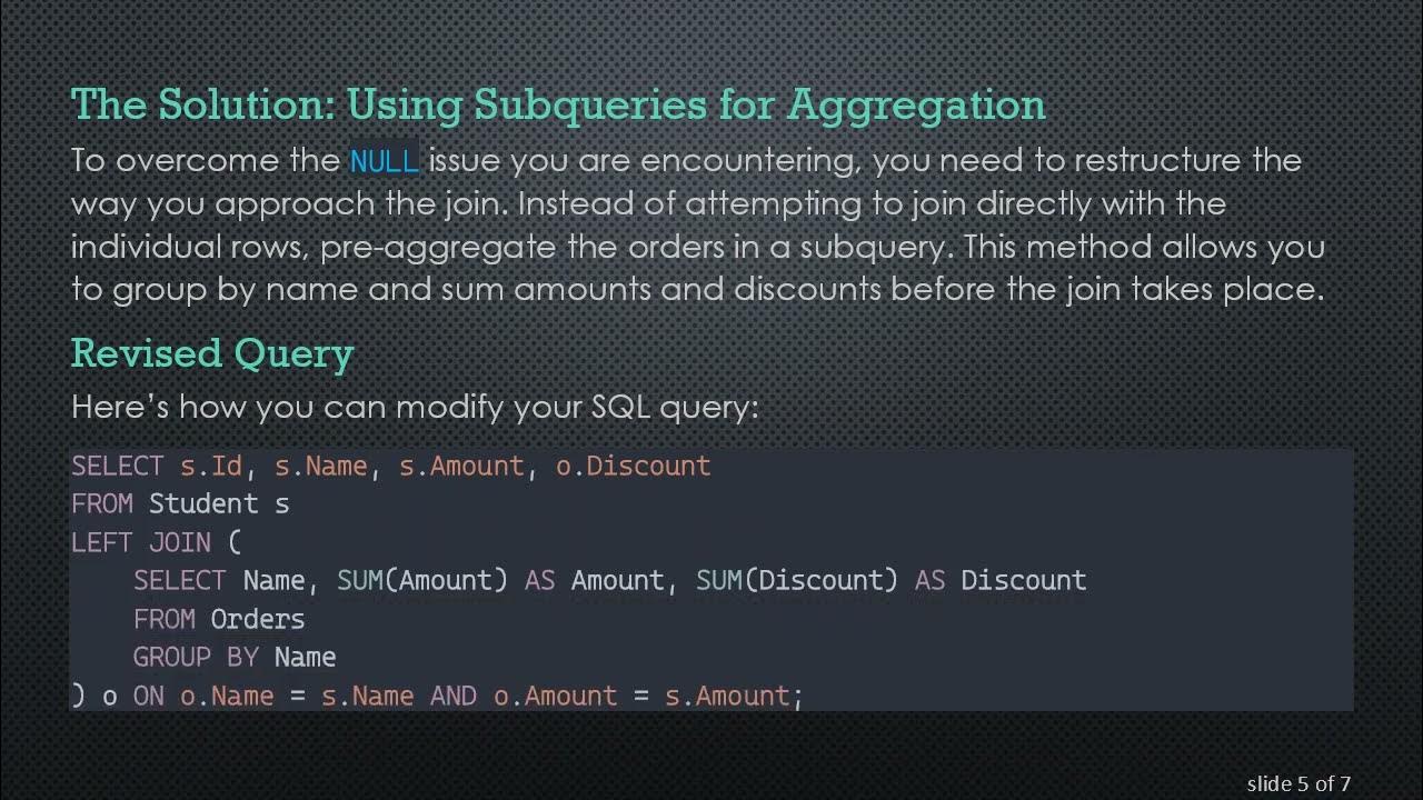 Understanding SQL Joins and Grouping: Solving the NULL Problem in Data ...