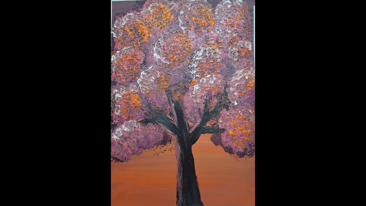 Beautiful Colorful Tree Drawing / Acrylic and oil Painting Step by Step ...