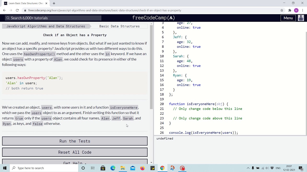 Tutorial 17 Check If Object Has A Property Freecodecamp YouTube Tutorial 17 Check If Object Has A Property Freecodecamp YouTube