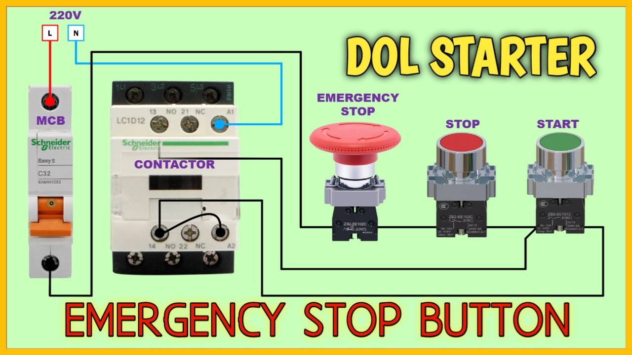 Emergency Stop Button for DOL Starter Control - YouTube
