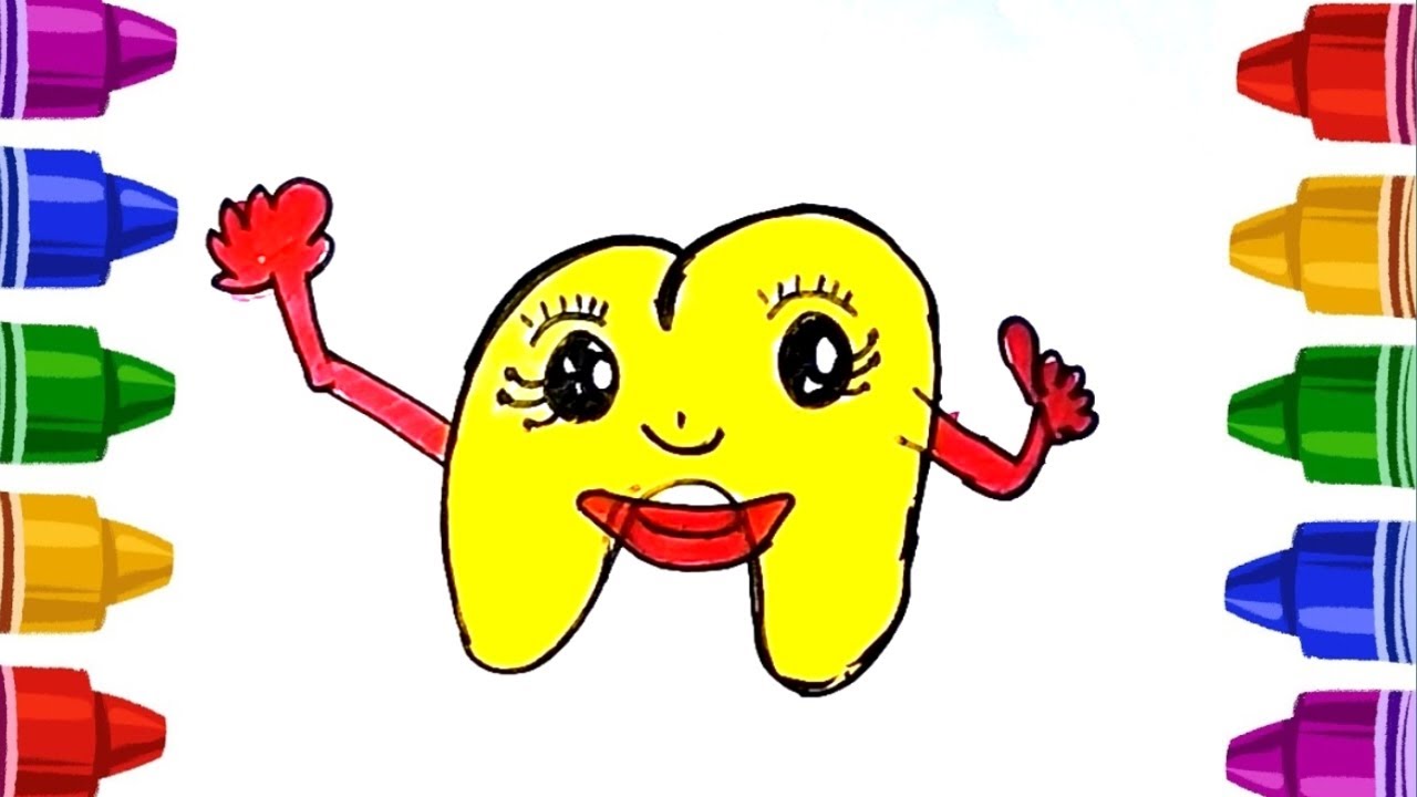 How to Draw A Cute Tooth Easy Step by Step | Cute Tooth drawings For ...