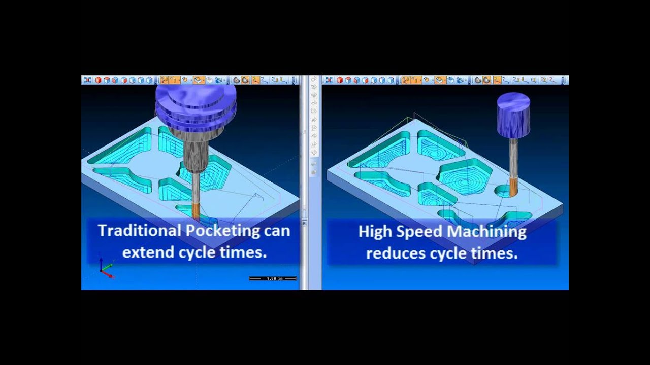 Traditional Pocketing vs. High Speed Adaptive Pocketing - YouTube