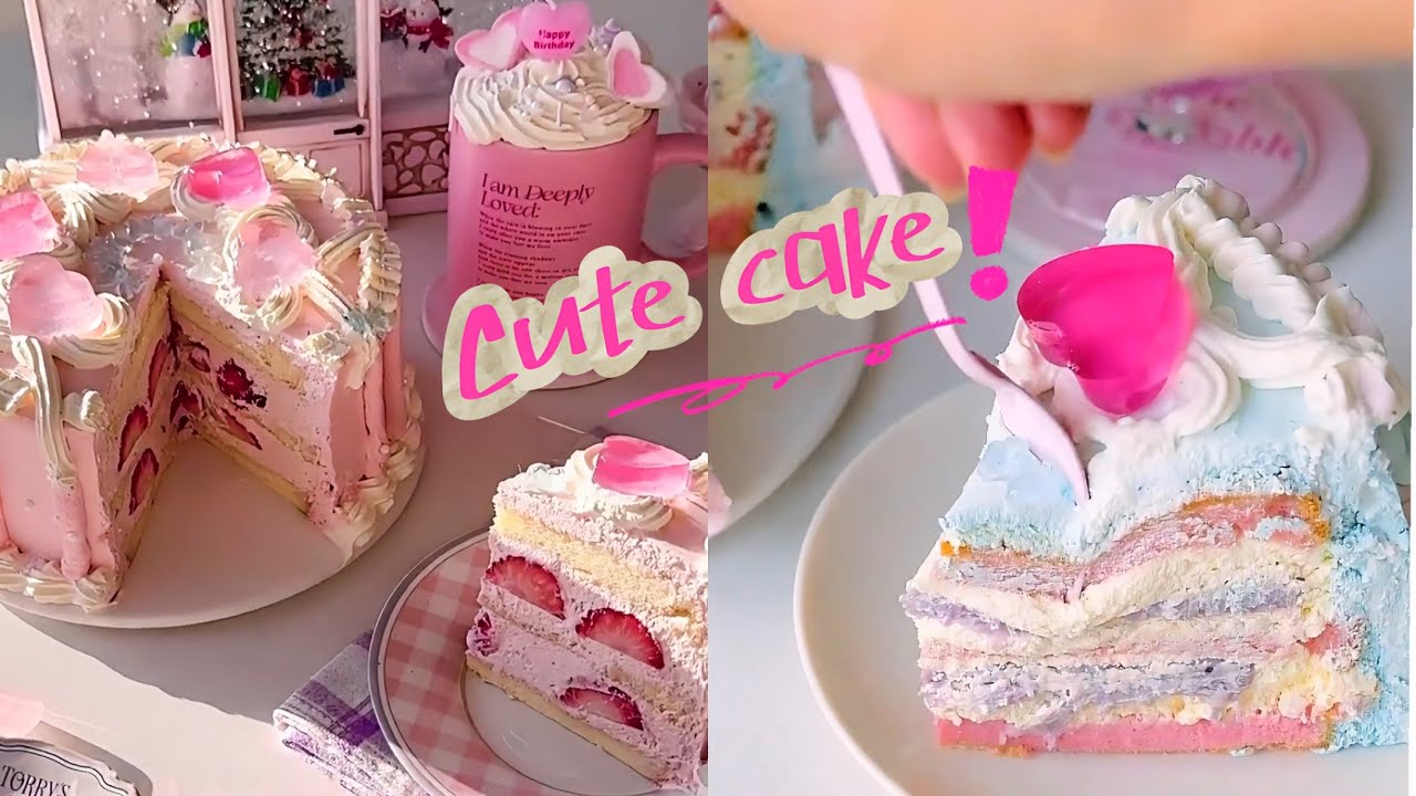 Super cute🎀Korean retro Y2k steamed vaporwave cake🍰with tutorial~한국어 ...