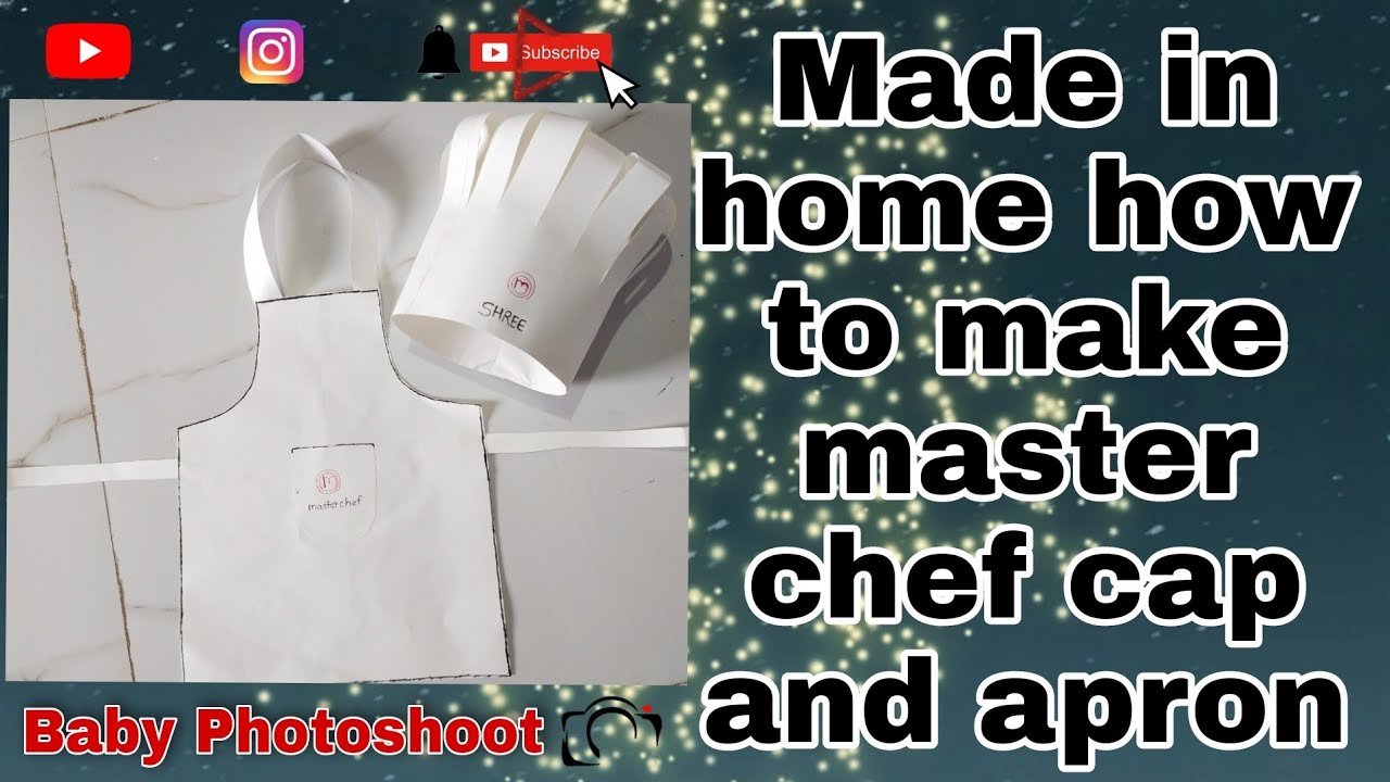 | Baby kitchen dress made in home| diy make master chef cap and apron ...