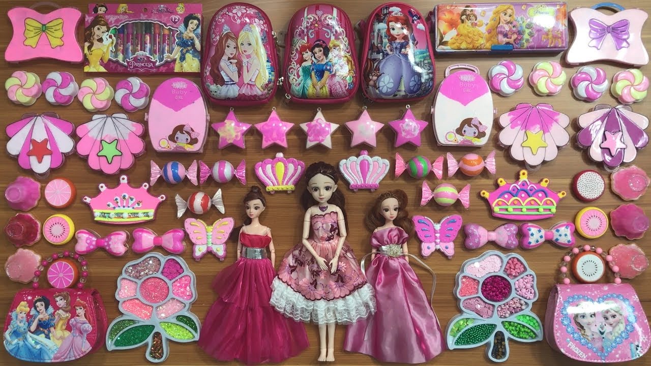 PINK DISNEY PRINCESS Slime | Mixing Random Things into Slime ...