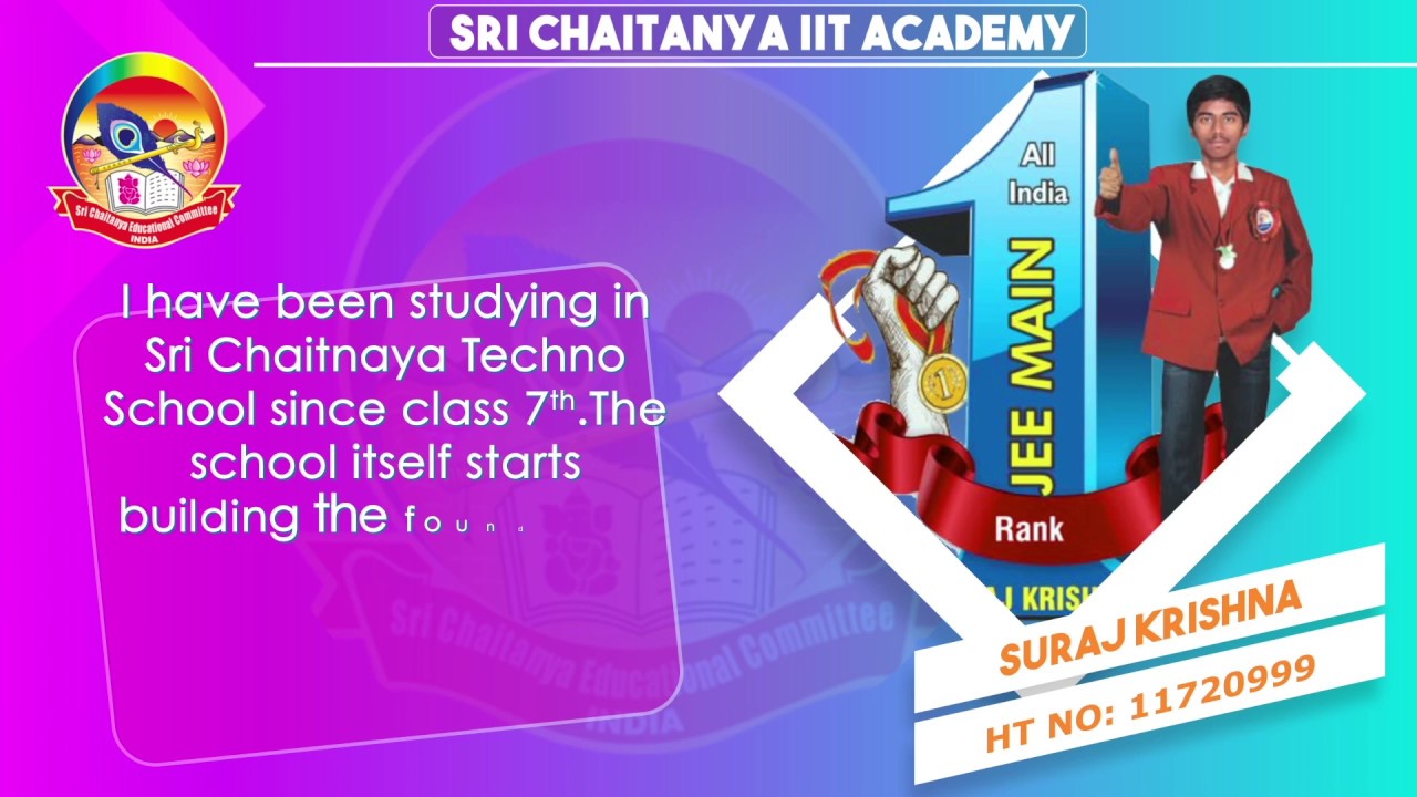 Jee Mains 2018 Toppers Testimonials | Sri Chaitanya Educational ...