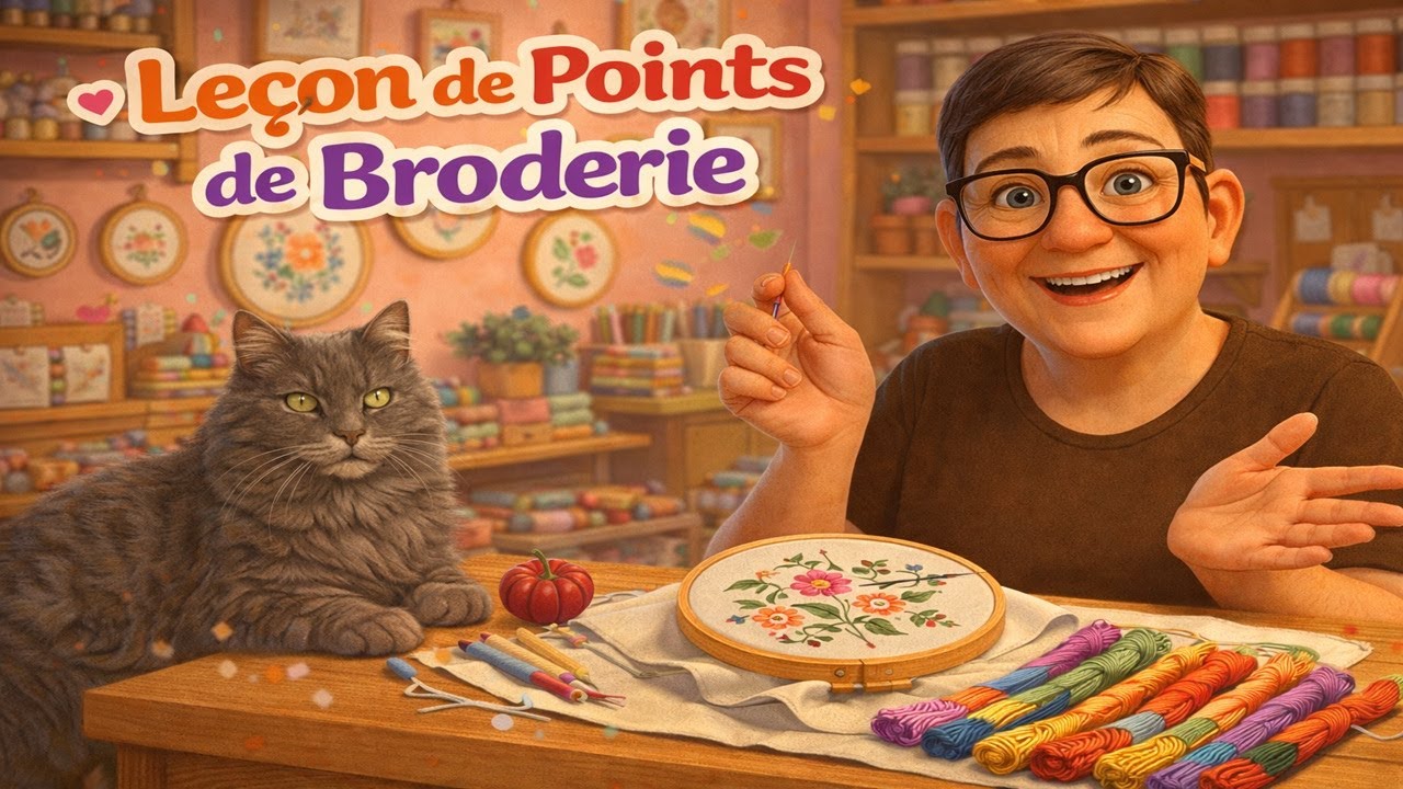 Leçon de Broderie # 1 🪡 Du point de croix au points décoratifs 🧵🧵🧵 ...