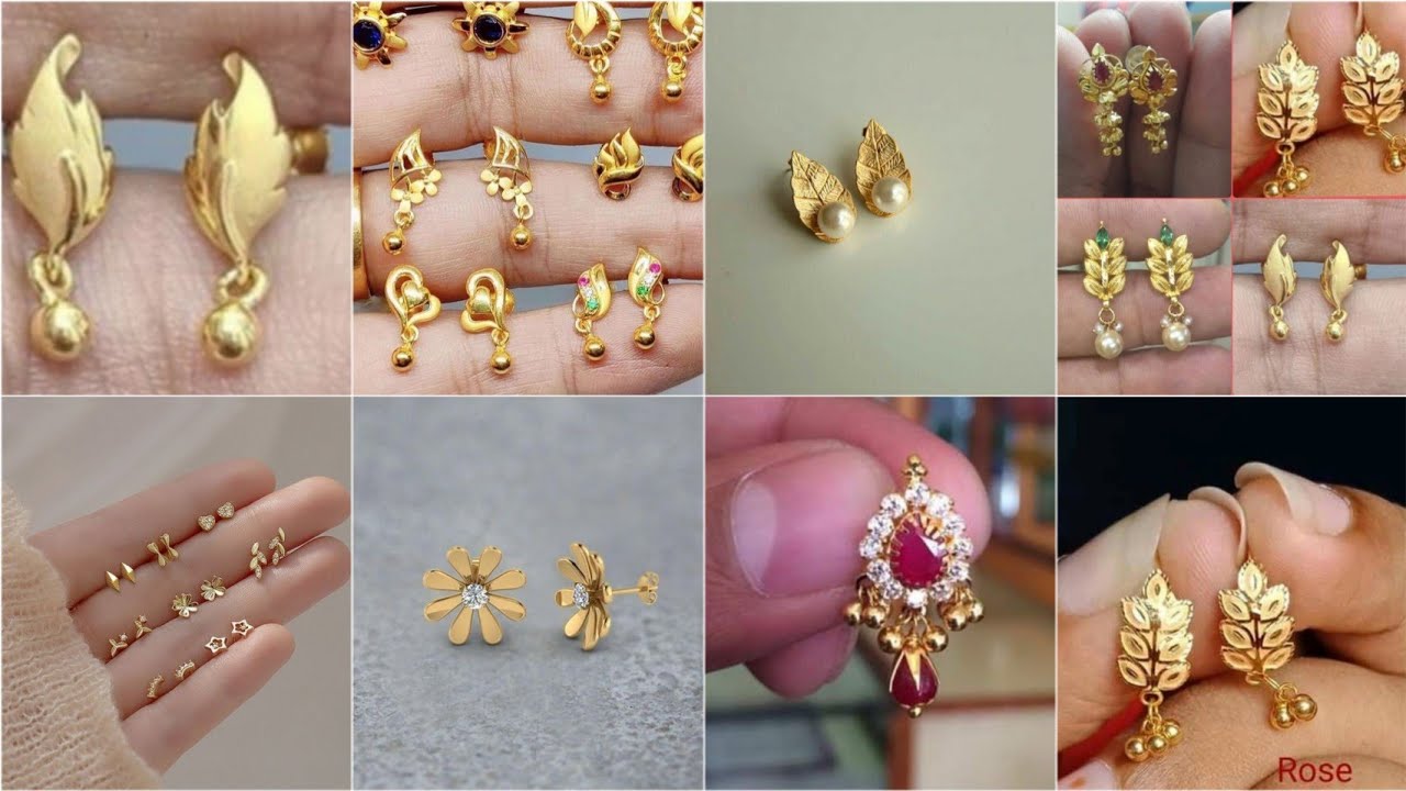 Gold earrings for girls/ small size gold earrings/ gold top for kids ...