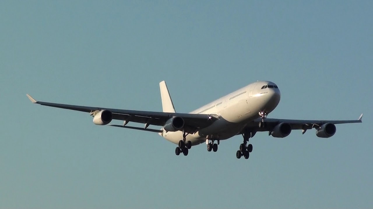 Hifly Malta Airbus 340-300 9H-JAI Landing Malaga LEMG - YouTube