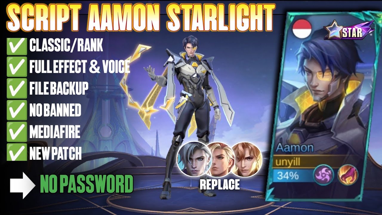 Script Skin Aamon Starlight No Password Full Effect | Full Voice | New ...