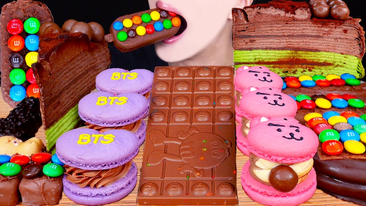 ASMR BTS M&M'S MALTESERS CHOCOLATE KITKAT MAGNUM ICE CREAM NUTELLA ...