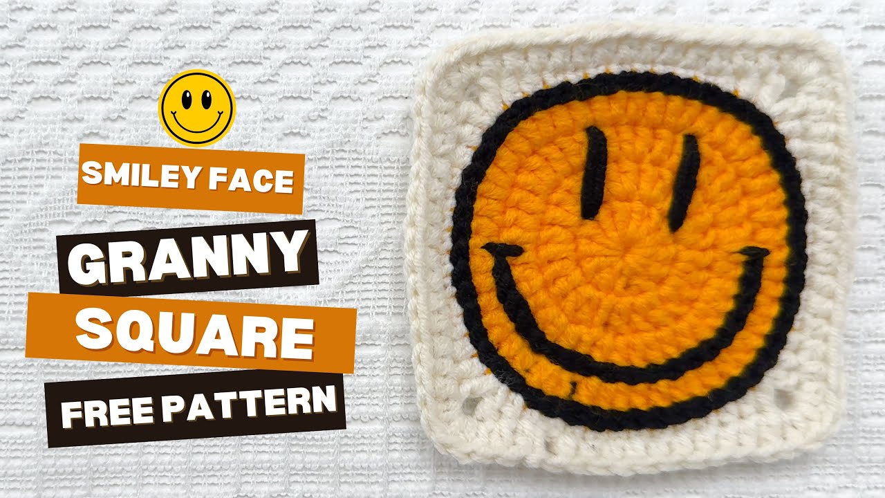 Smiley Face Granny Square (Style Ⅱ) - Free Pattern - YouTube
