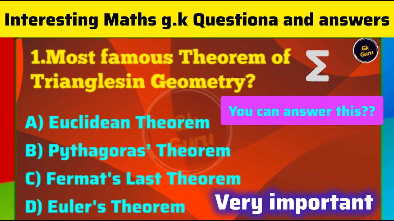 Maths GK | interesting gk questions and answers | GK In English | India ...