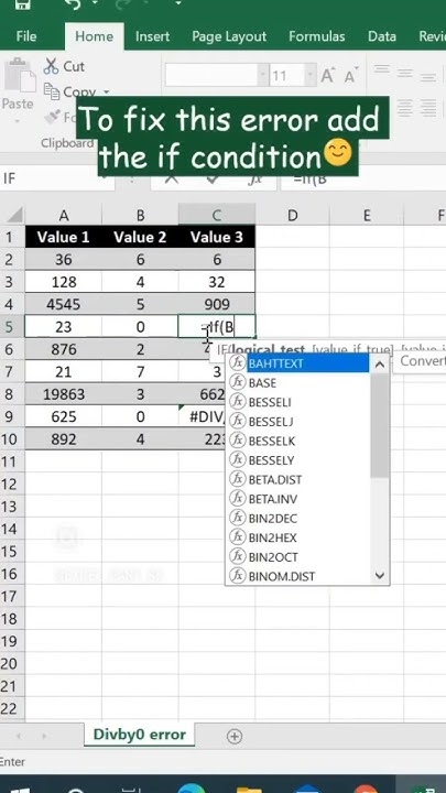 fixing #div/0 error #excel #msexcel #microsoft #tutorial #msexcel - YouTube