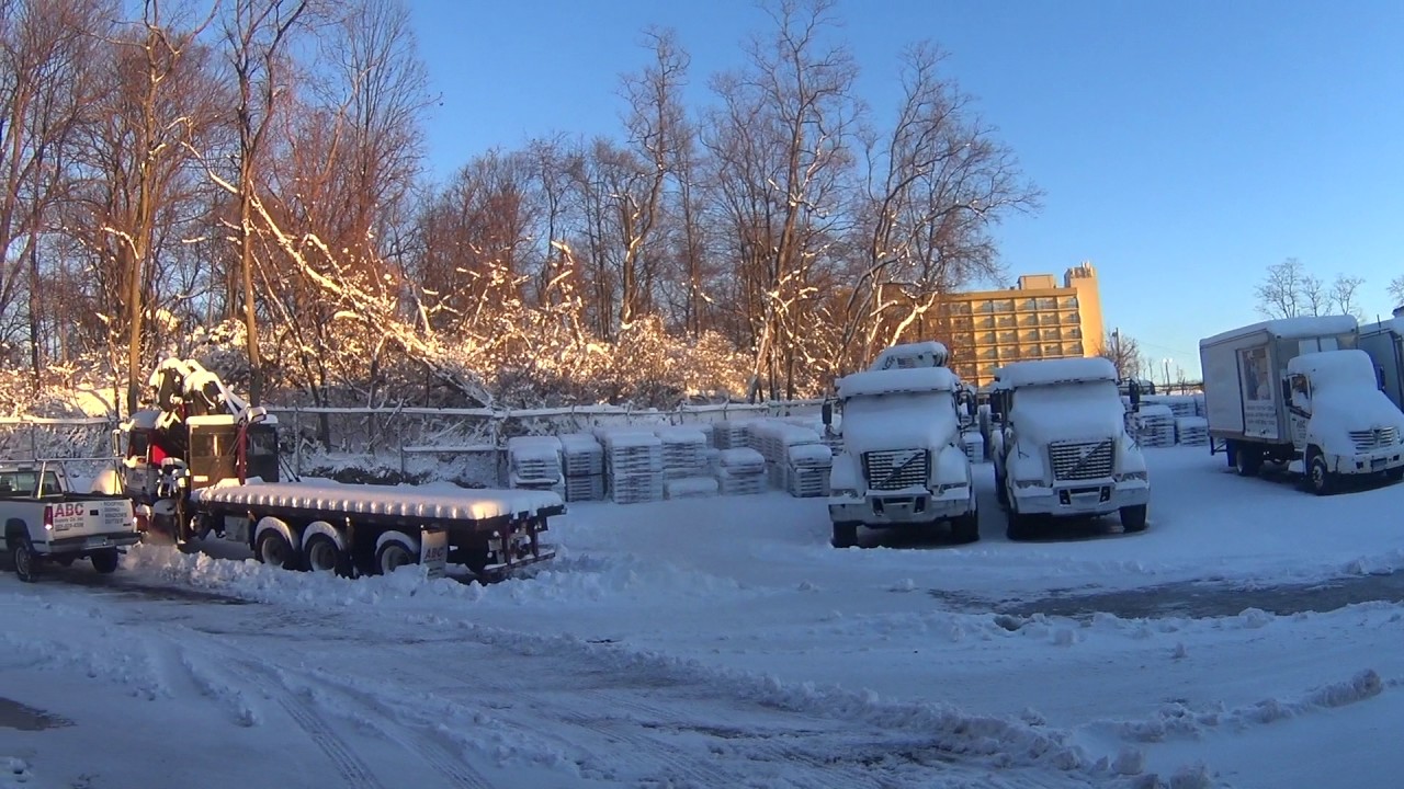 Frozen Day AT Work Ice Every Where Abc roofing Supply Stamford Ct - YouTube