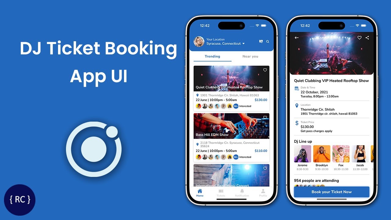 DJ Event Ticket Booking App UI in Ionic - YouTube