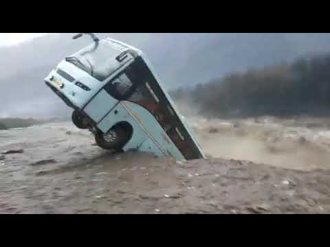Volvo bus sinking in river beas - YouTube