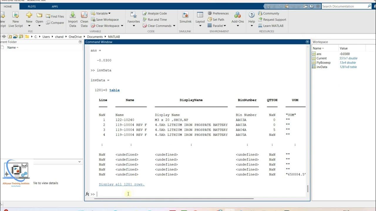 Import Data from EXCEL/CSV in MATLAB in Hindi | MATLAB Tutorial for Beginners - YouTube