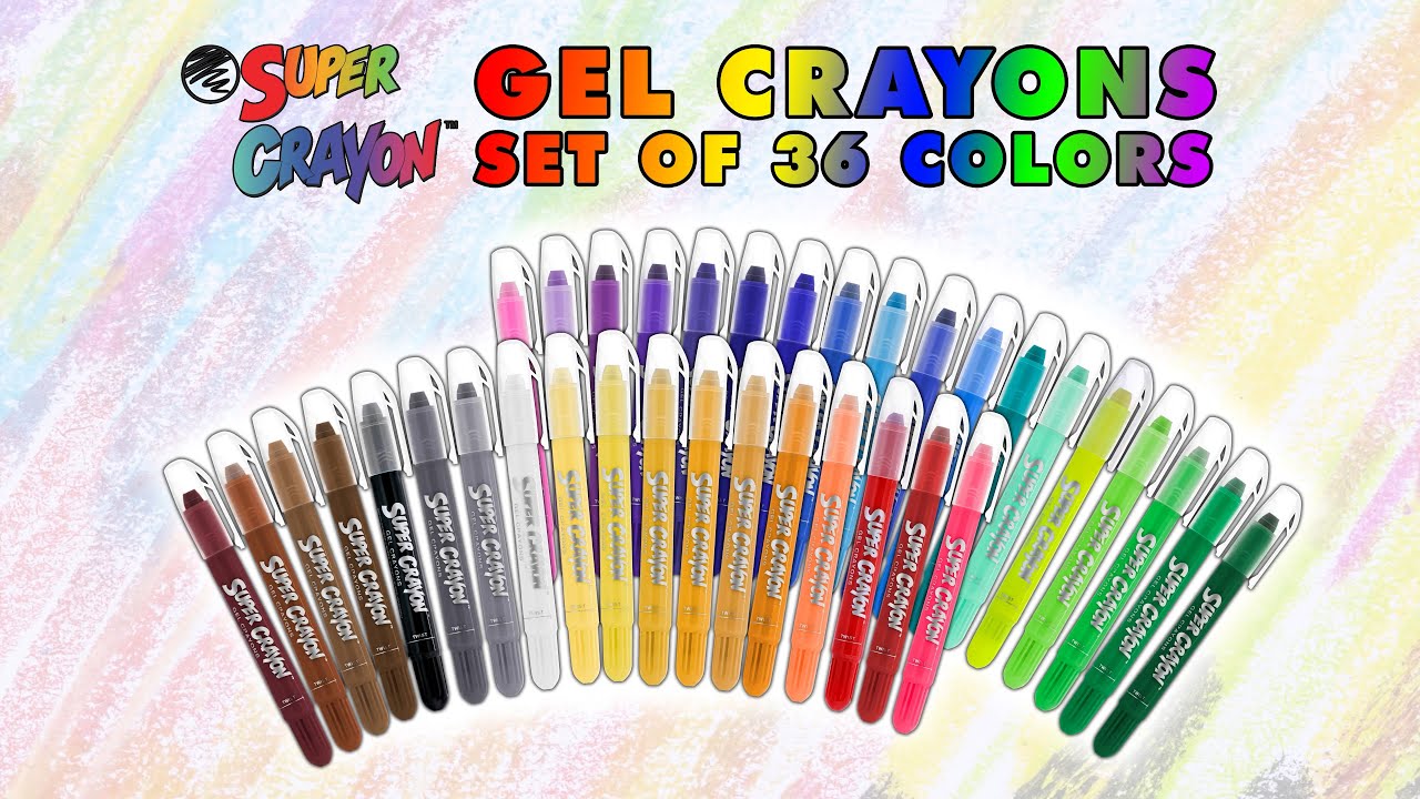 Super Crayons Set of 36 Colors - Smooth Easy Glide Gel Crayons - YouTube