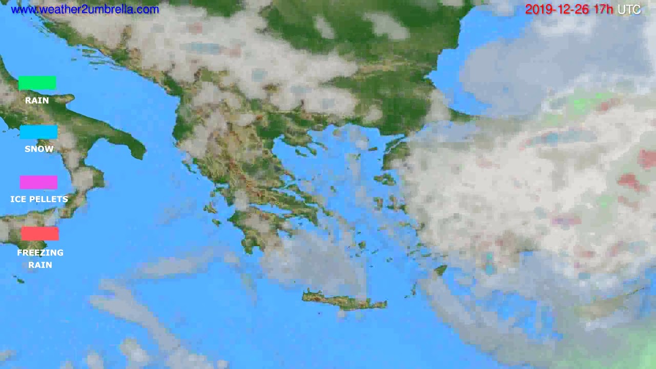 Precipitation forecast Greece // modelrun: 12h UTC 2019-12-25 - YouTube