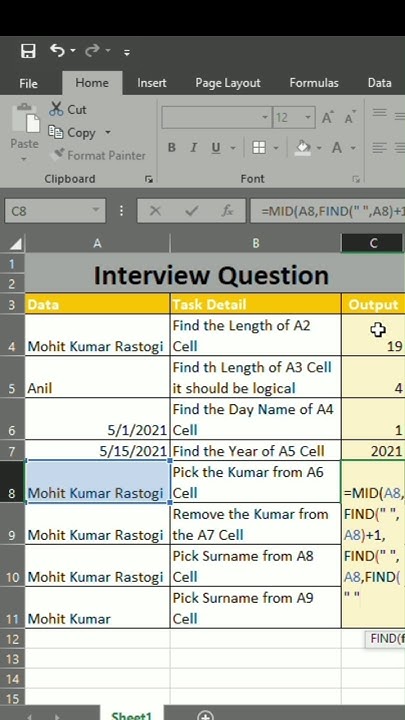 Excel Interview Questions and answers| Excel tutorial #shorts #exceltips #ytshorts #interview ...