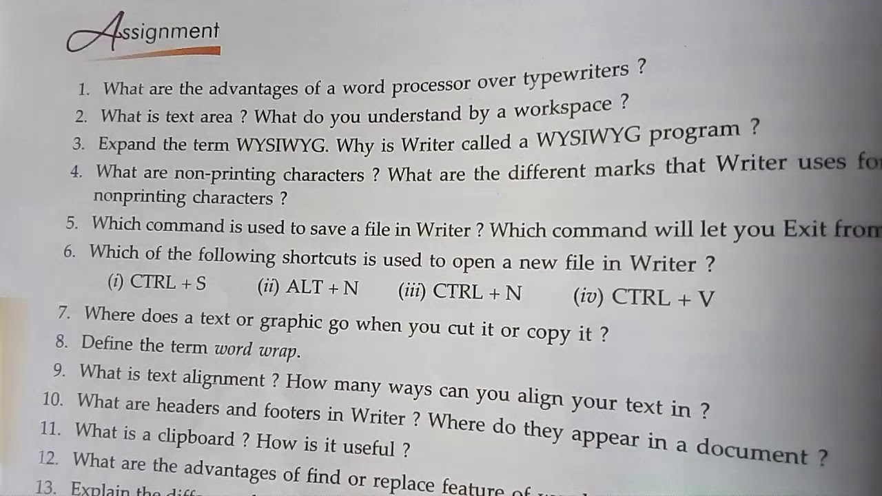 Class X IT: Word processing Question answers - YouTube