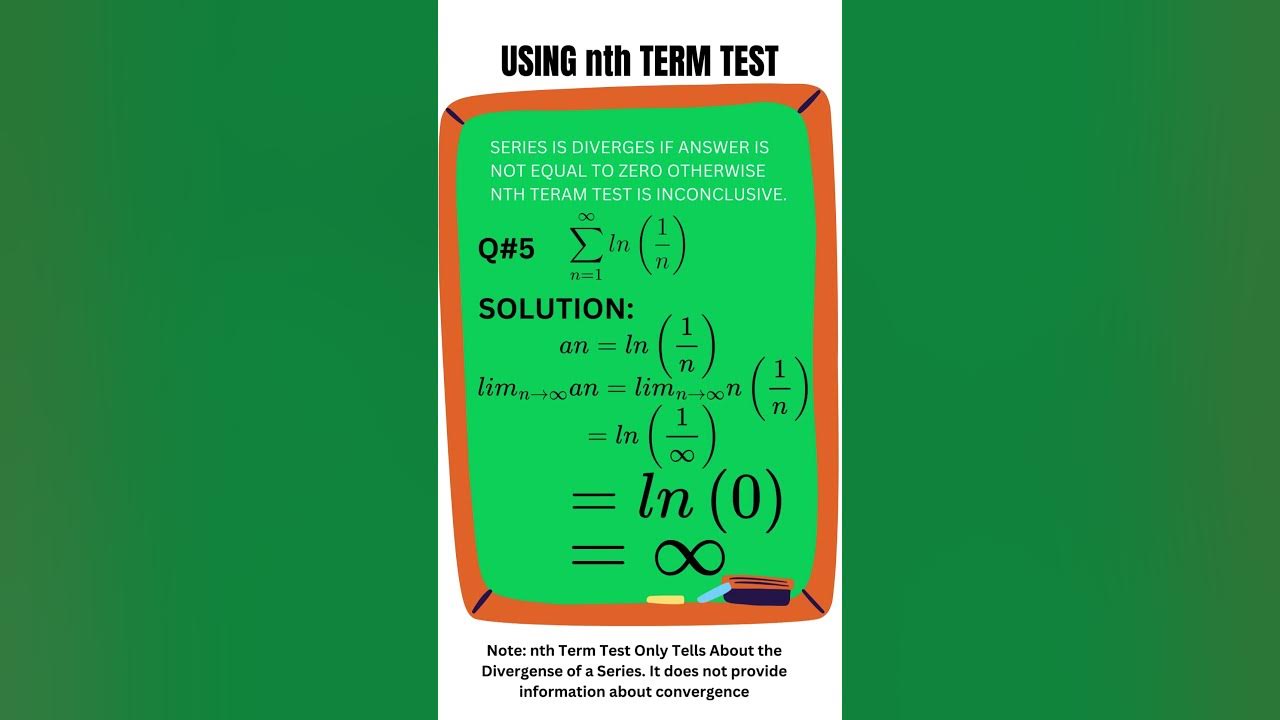 USING nth TERM TEST | infinity series sum(ln(1/n)) | limit approaches ...