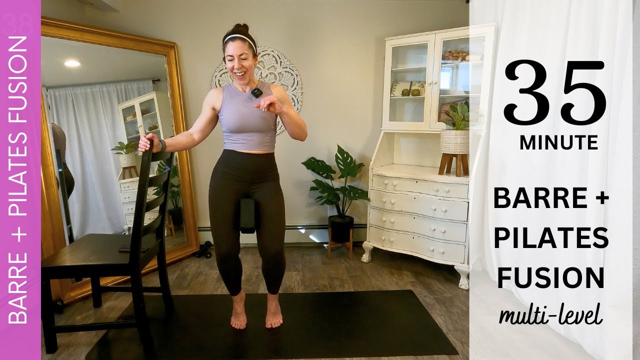 35-Min BARRE + PILATES FUSION | Full Body Workout | Small Space ...