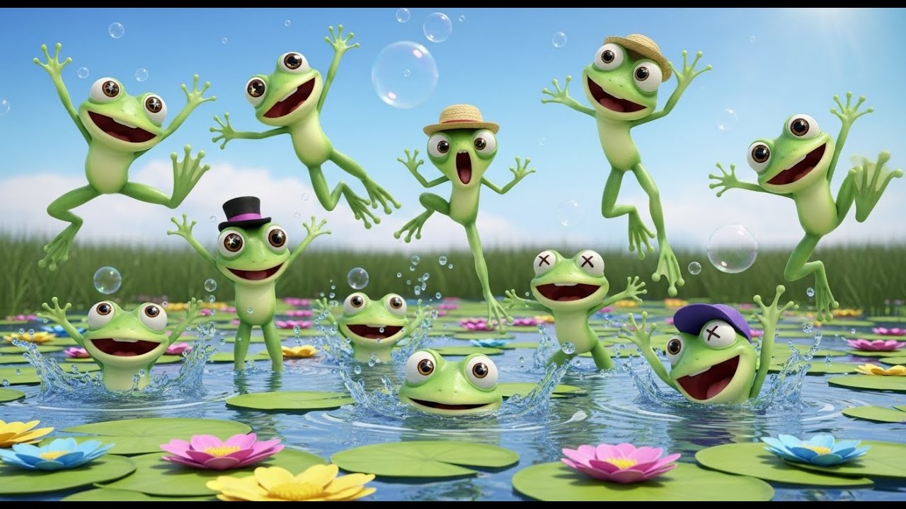 Ten Little Frogs Jumping High | Nursery Rhyme Song for Kids - YouTube