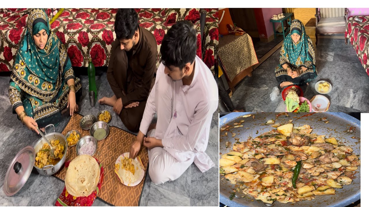 Pakistani Village Housewife Cooks Gobi Chicken with Chapati ...
