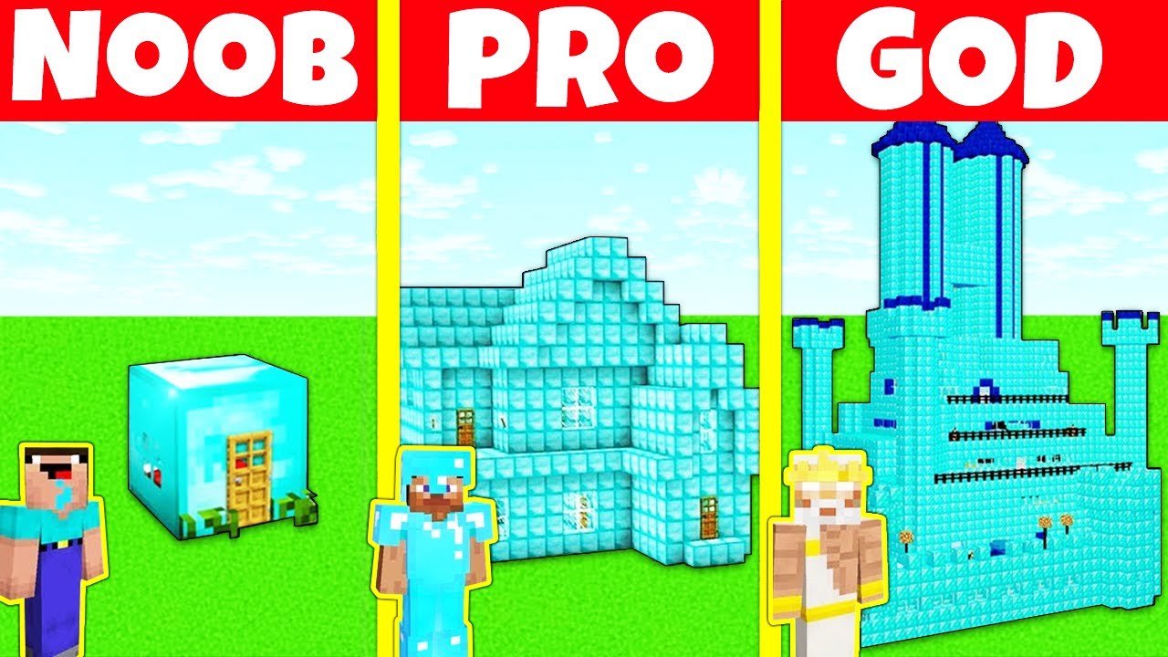 Minecraft Battle: DIAMOND HOUSE BUILD CHALLENGE - NOOB vs PRO vs GOD ...