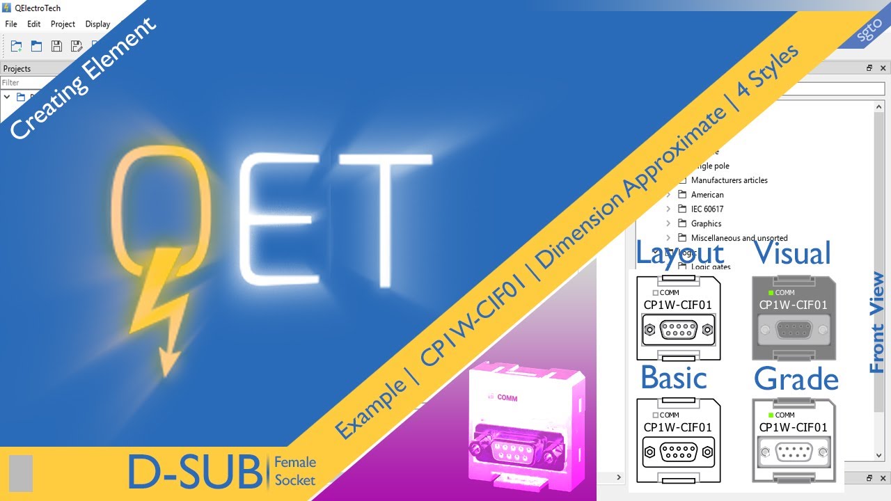 QET QElectroTech, Creating Element : CP1W-CIF01 | PLC Option | D-Sub ...