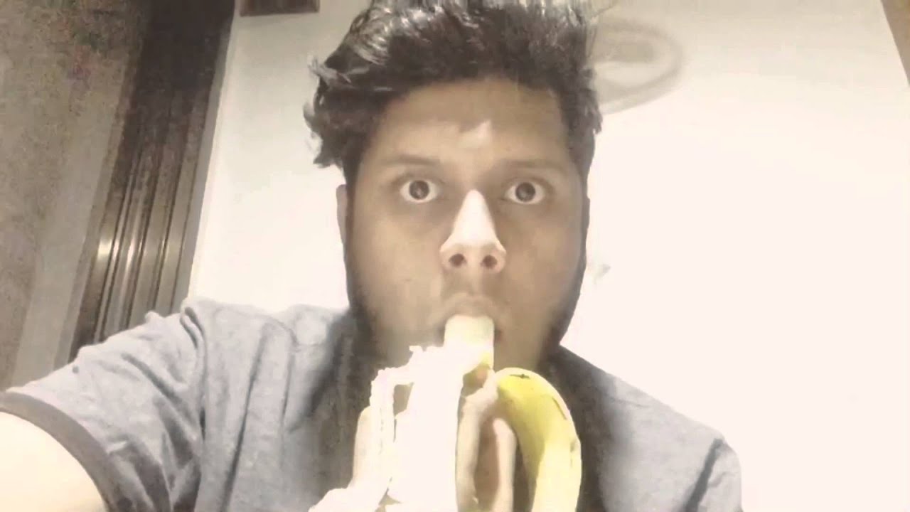 Never make an eye contact while eating banana - YouTube