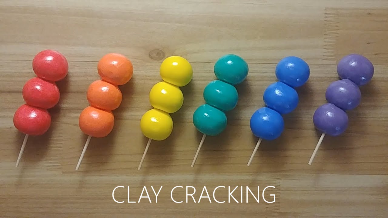 Rainbow Dango clay cracking 무지개 당고 점토 부수기 - YouTube