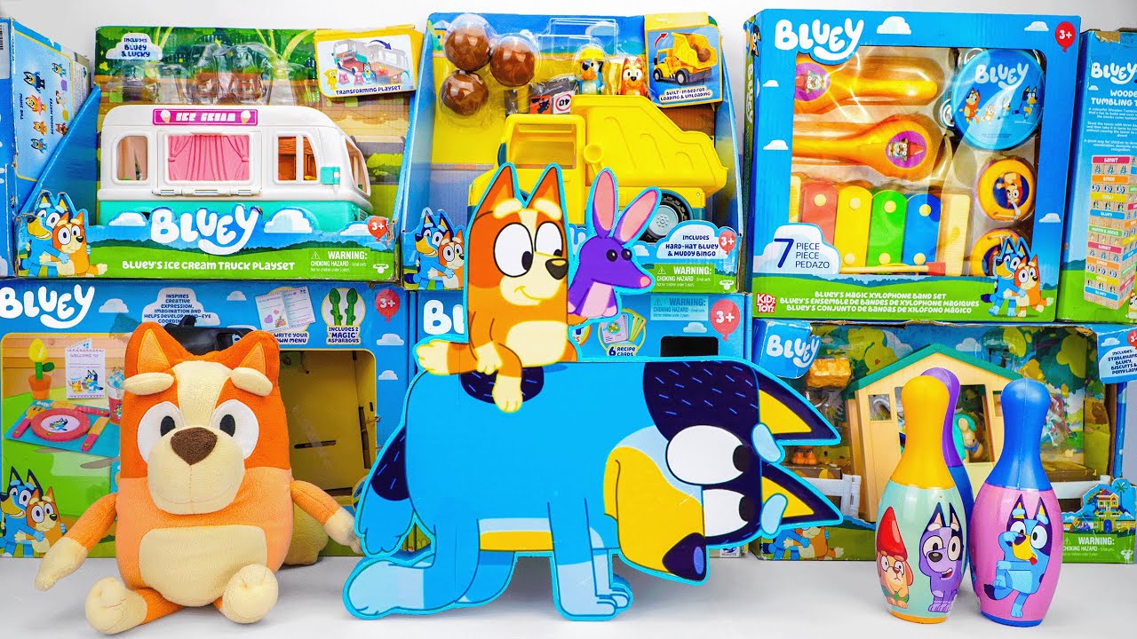 Bluey Toy Collection Unboxing Review 💙 Mystery Funny Bandit Bingo Box ...