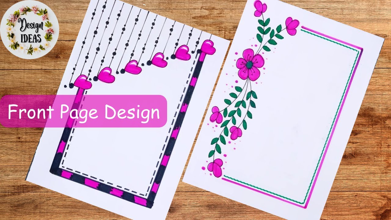 Draw Simple Pink Border Designs| Easy Border Designs For Project Work ...