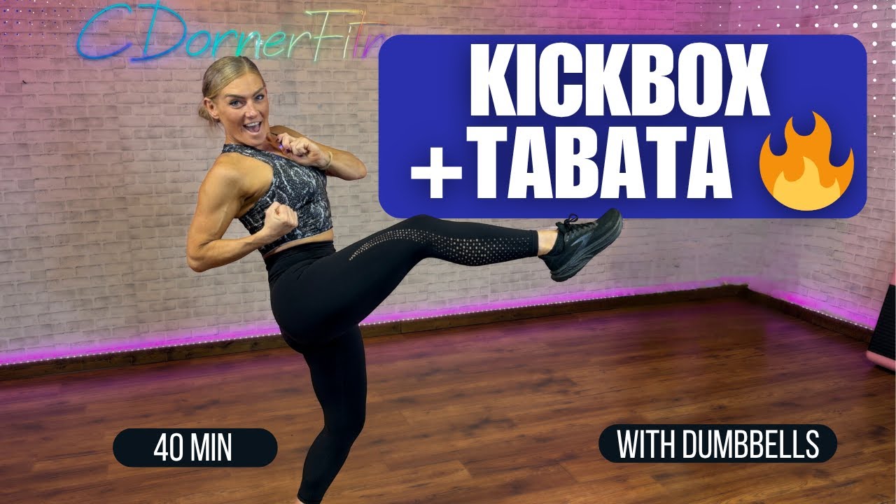 Kickboxing Meets Tabata | 40 Min Dumbbell Workout for Power + Calorie ...