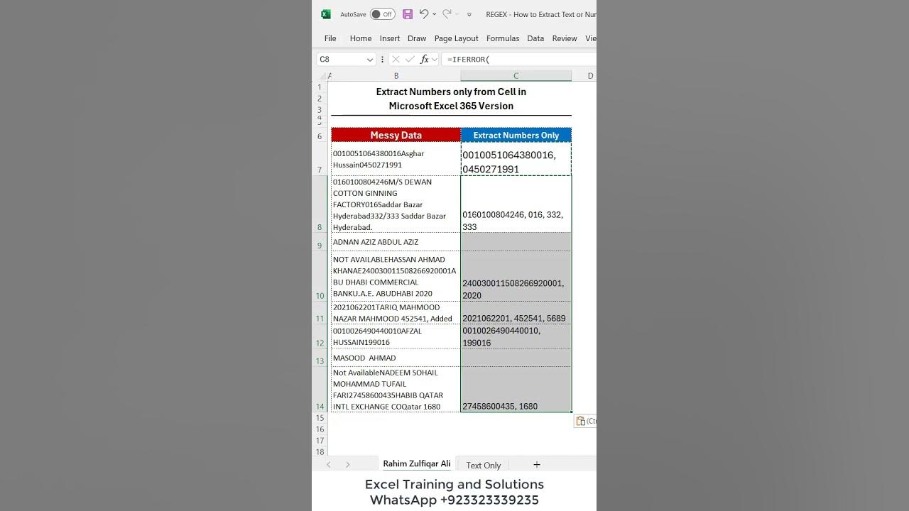 REGEXEXTRACT - How to Extract Text or Numbers only from Data in Microsoft #Excel 365 #shorts ...