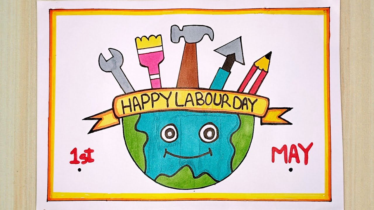 Labour Day Drawing//World Labour Day Poster Drawing//How to Draw Labour ...