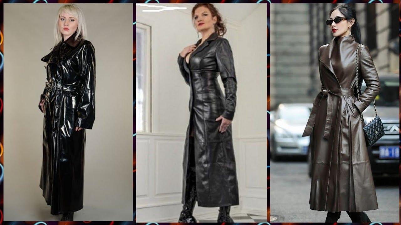 Long coat/slim coat/shiny leather long coat ideas for women's - YouTube
