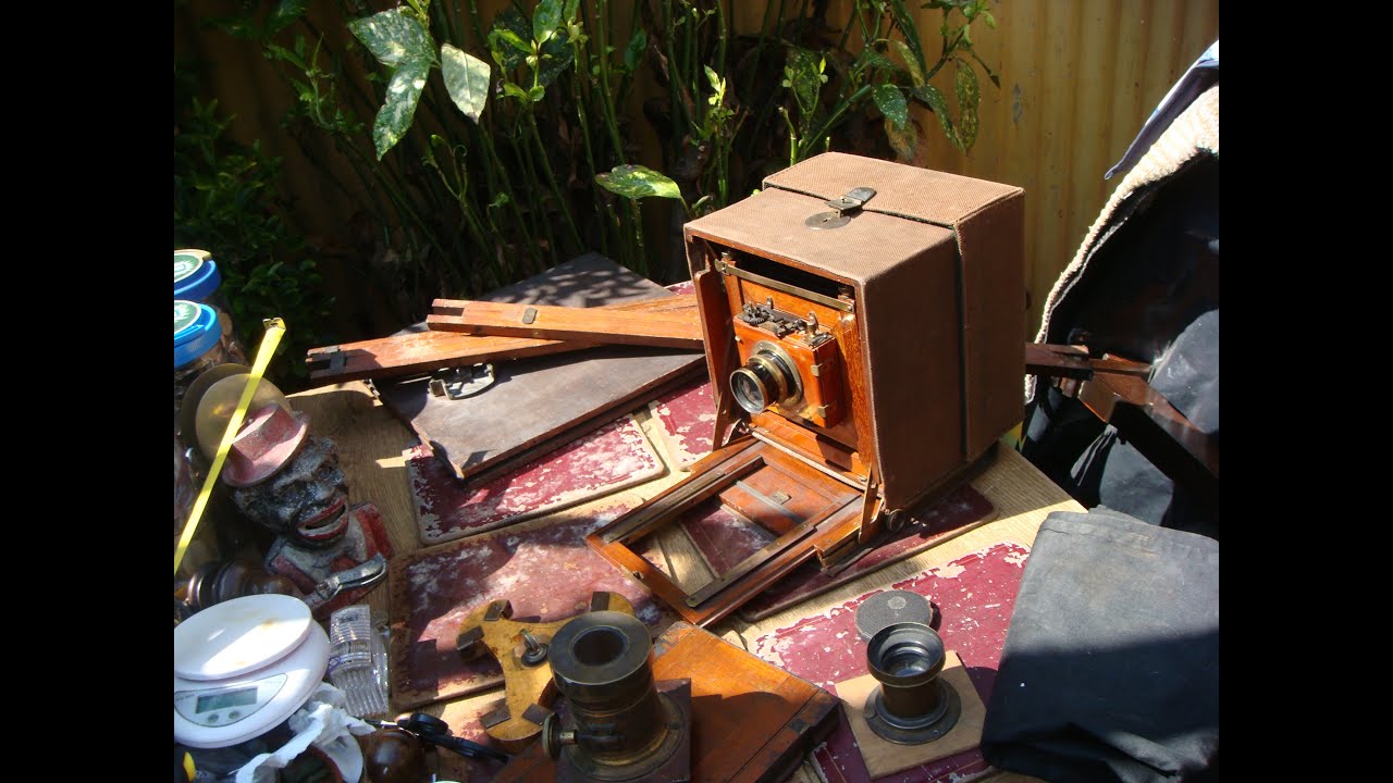 Old Vintage Antique Folding Camera With Plate Field Camera & lenes ...