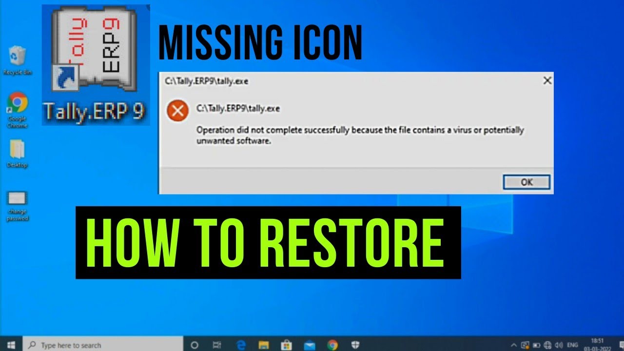 How to Restore Tally ERP 9 icon missing in windows 10 | Tally.exe file ...