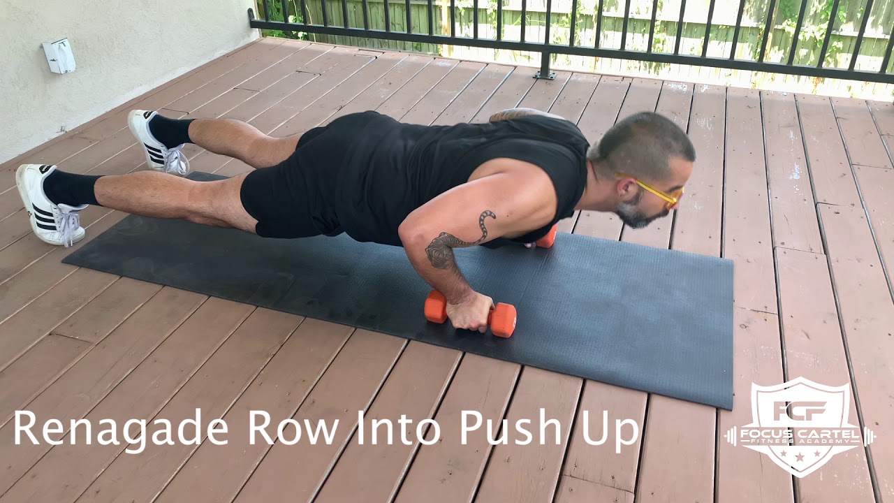 Renagade Row Into Push Up - YouTube