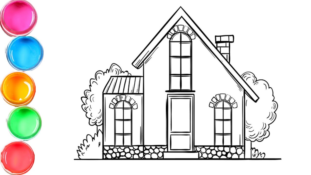 How to Draw 3D House | Drawing and Coloring Beautiful 3D House | Learn ...