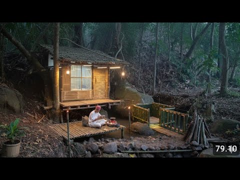 camping hujan deras kedinginan dan gemetar sepanjang malam di gubuk hutan